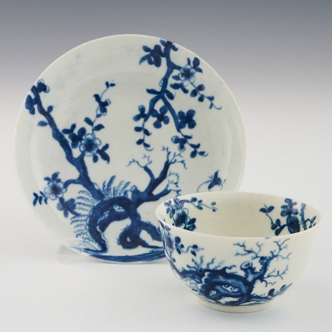 First Period Worcester Porcelain Prunus Root Pattern Tea Bowl - Etsy