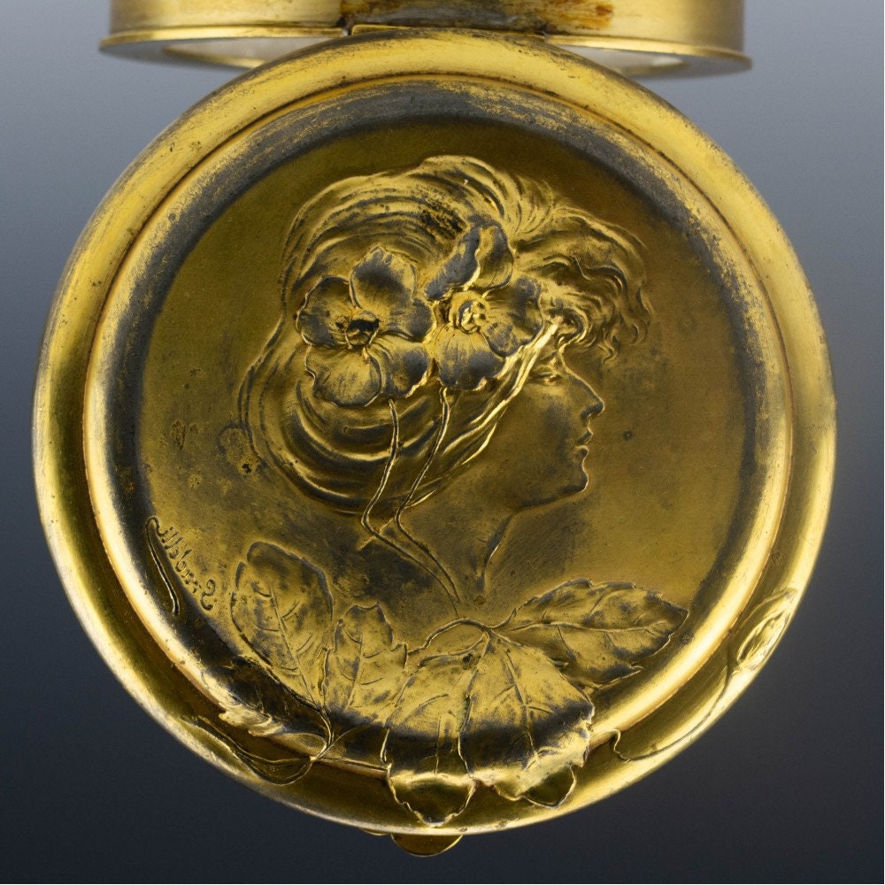 Legras Trinket Box With Orivit Gilded Pewter Cover C1910 - Etsy UK