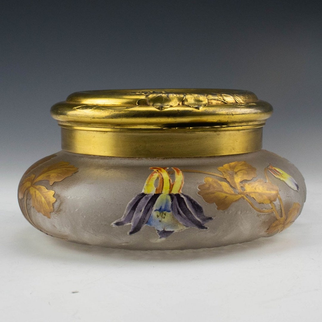 Legras Trinket Box With Orivit Gilded Pewter Cover C1910 - Etsy UK