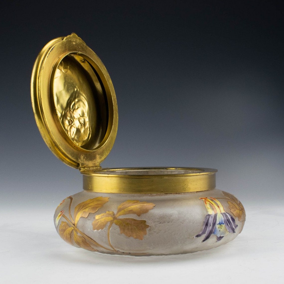 Legras Trinket Box With Orivit Gilded Pewter Cover C1910 - Etsy UK