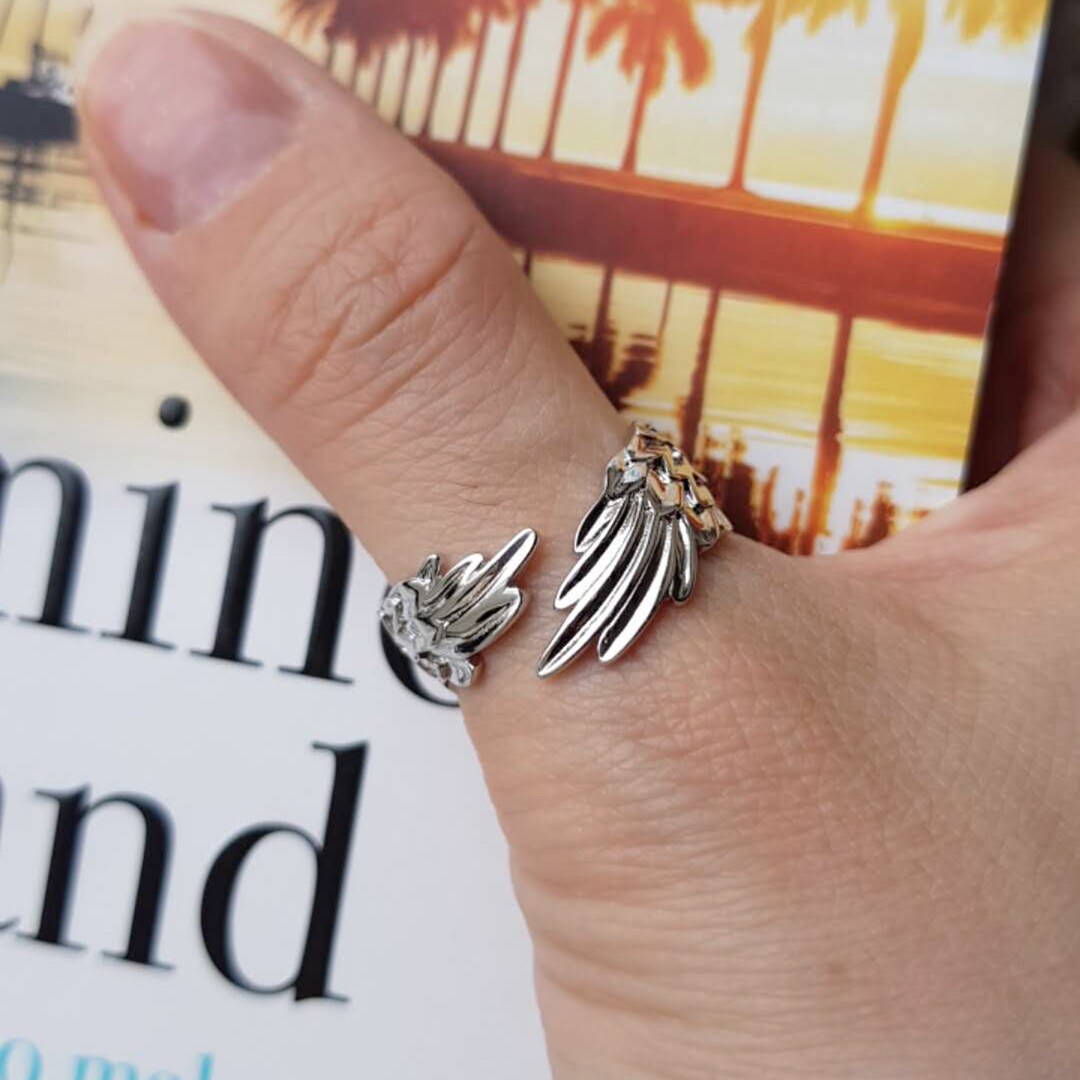 925 Sterling Silver Guardian Angel Wing Ring Hug Support Protection ...