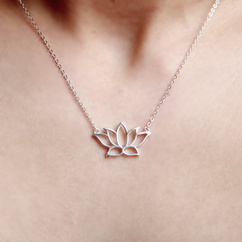 925 Sterling Silver Lotus Flower Necklace Spiritual Jewellery - Etsy