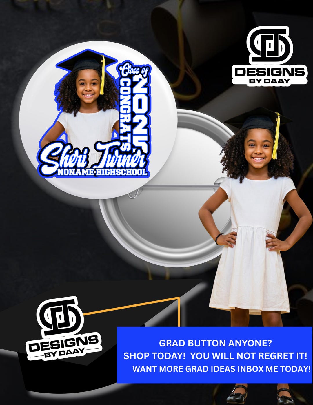 Custom Grad Buttons 2025 Graduation Class of 2025 Congratulation Family ...