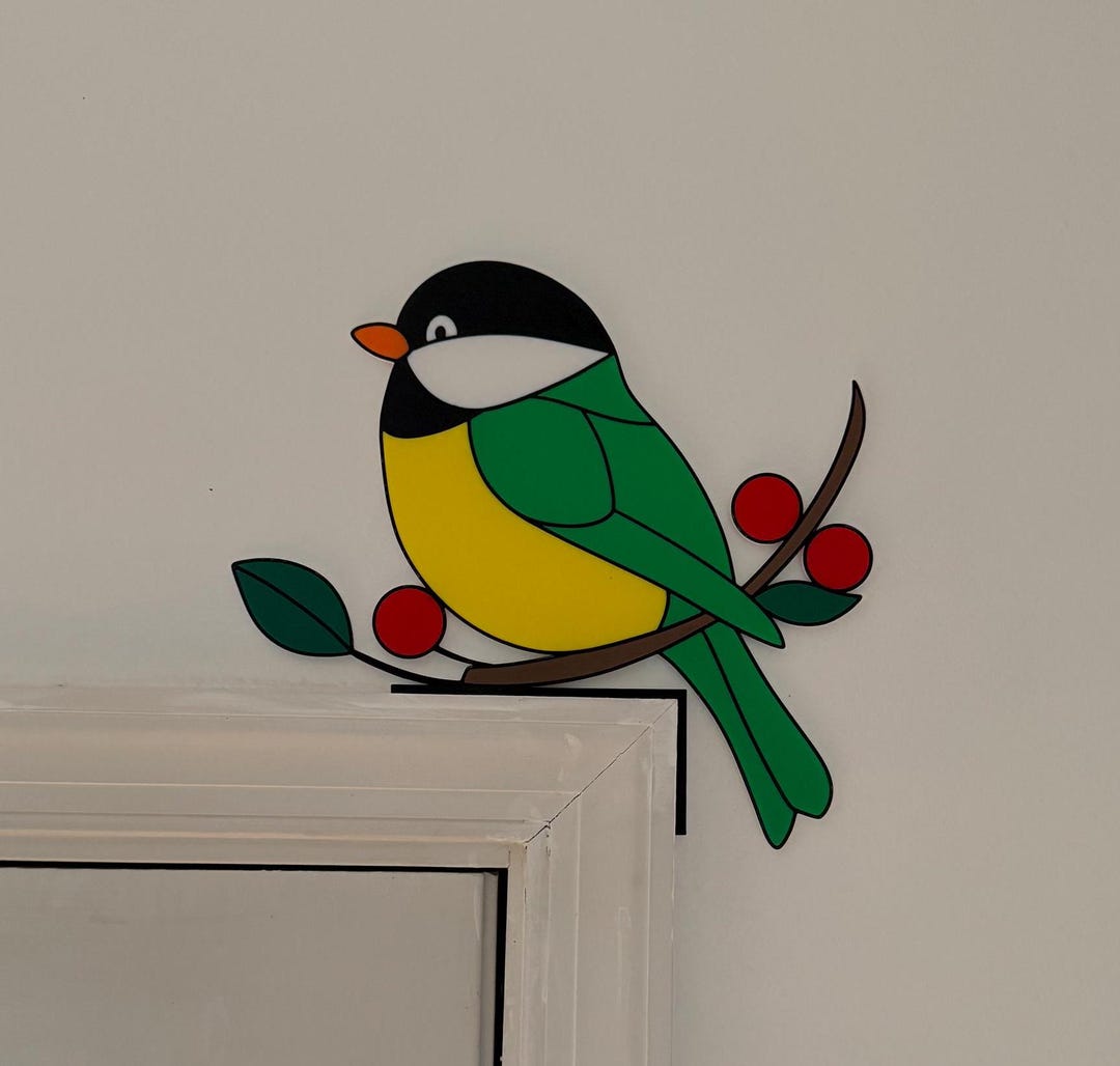 Chickadee Bird Decor Door Corner - Bird Door Topper - Spring Decor - 3D ...