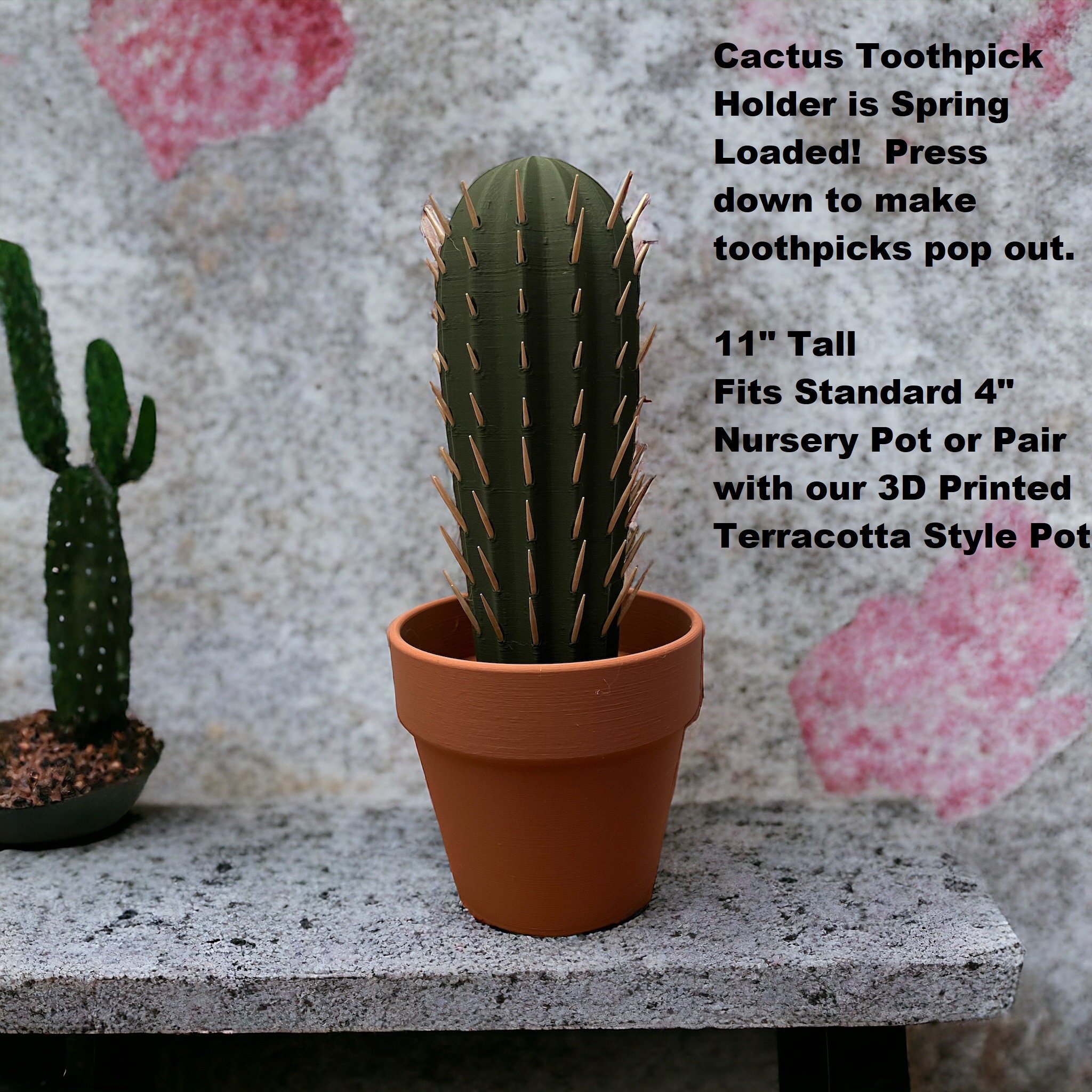 3D Printed Cactus Toothpick Dispenser Fake House Plant Indoor Plant ...