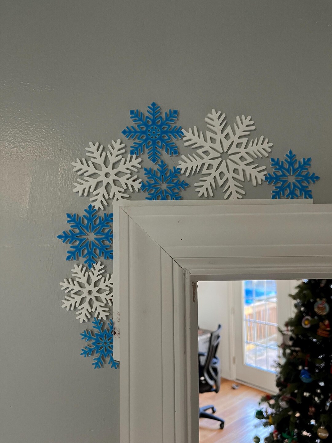 Winter Door Corner Snowflake Decorations | Door Topper Christmas Decor ...
