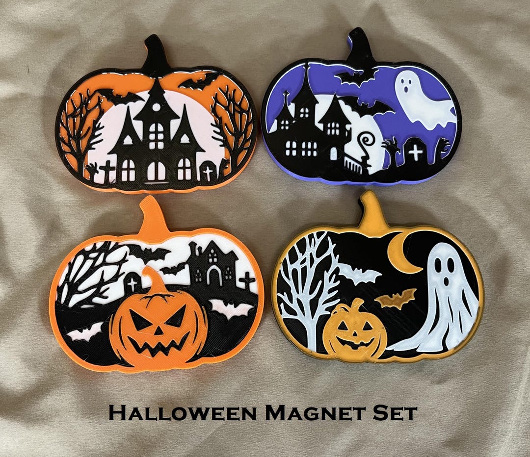3D Printed Halloween Magnet Set | Spooky Fridge Decor - Etsy