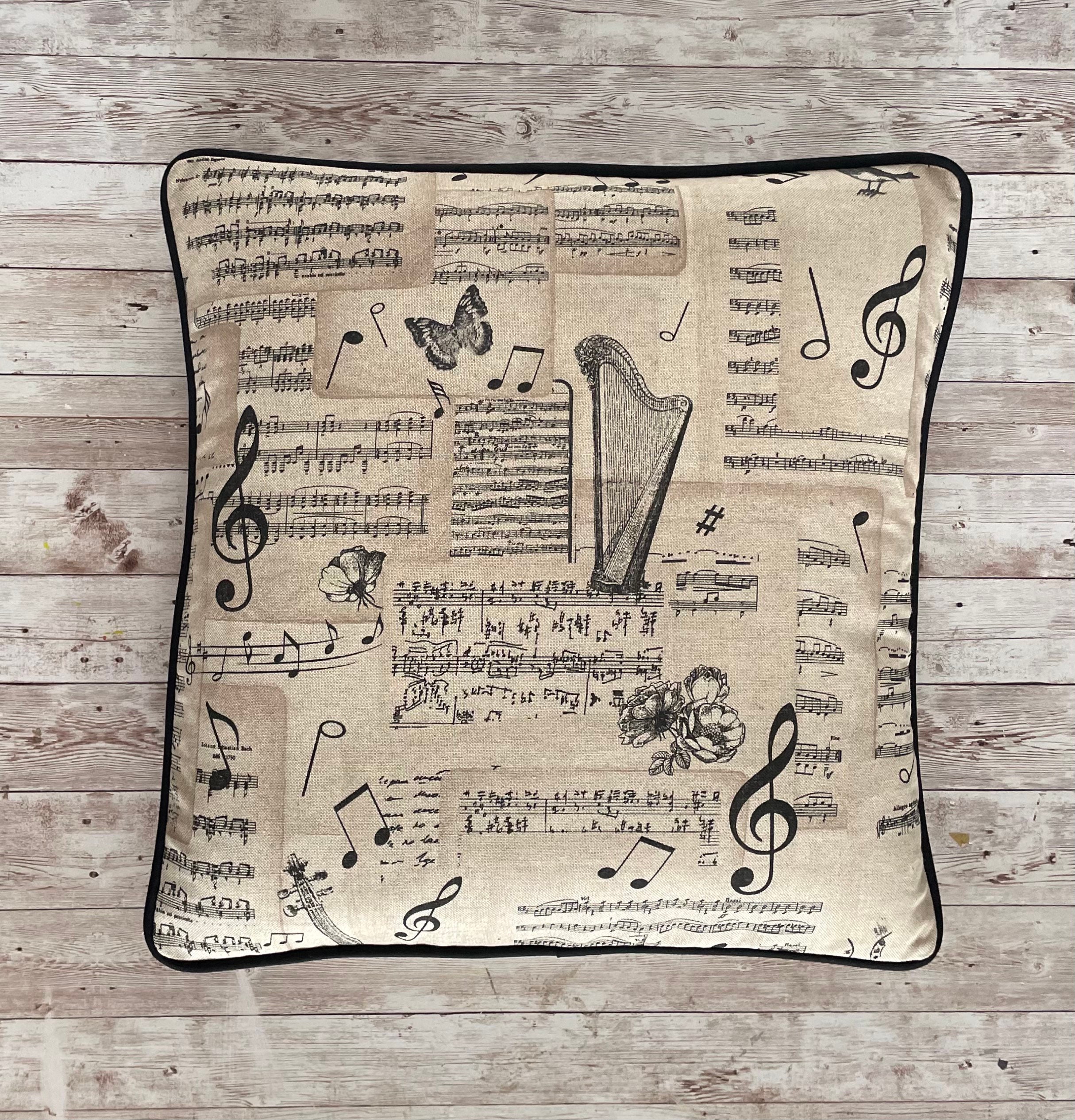 Music Cushion, Music Notes, Music Room Decor, Linen Cushion - Etsy