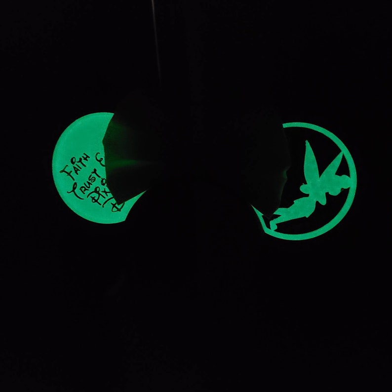 Tinkerbell Glow in the Dark Park Mouse Ears, 3D Tink Minnie Mouse Ears ...