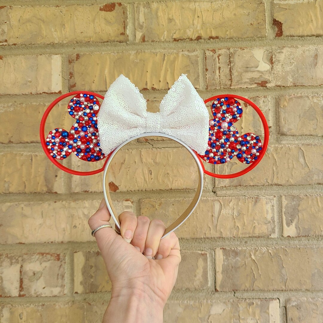 Patriotic Rhinestone Park Mouse Ears, 3D Mouse Head Ears, Rhinestone ...