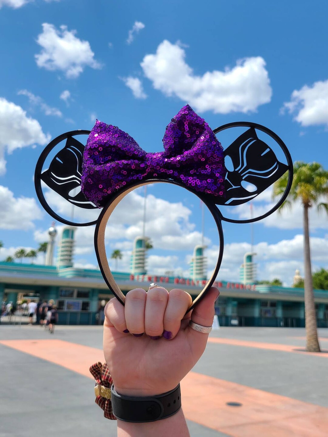 Black Panther Park Mouse Ears, 3D Black Panther Mouse Ears, Rhinestone ...