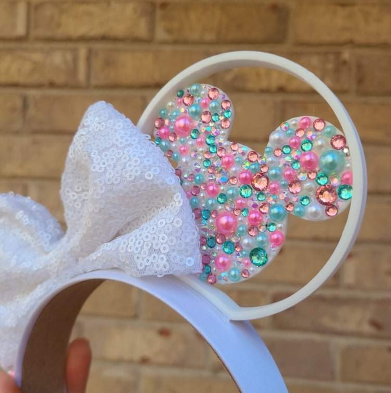 Rhinestone Park Mouse Ears, 3D Printed Bedazzled Mouse Head Ears ...