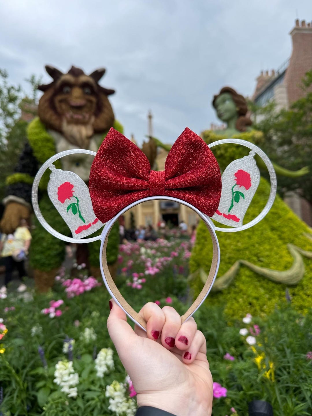 Falling Rose Inspired Park Mouse Ears, Beauty and the Beast Mouse Ears ...