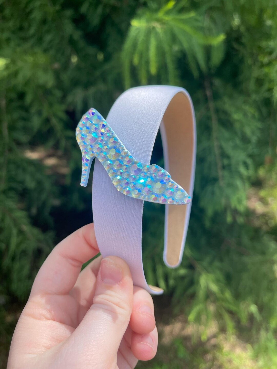 Rhinestone Cinderella Shoe Side Style Headband, Bedazzled Cinderella ...