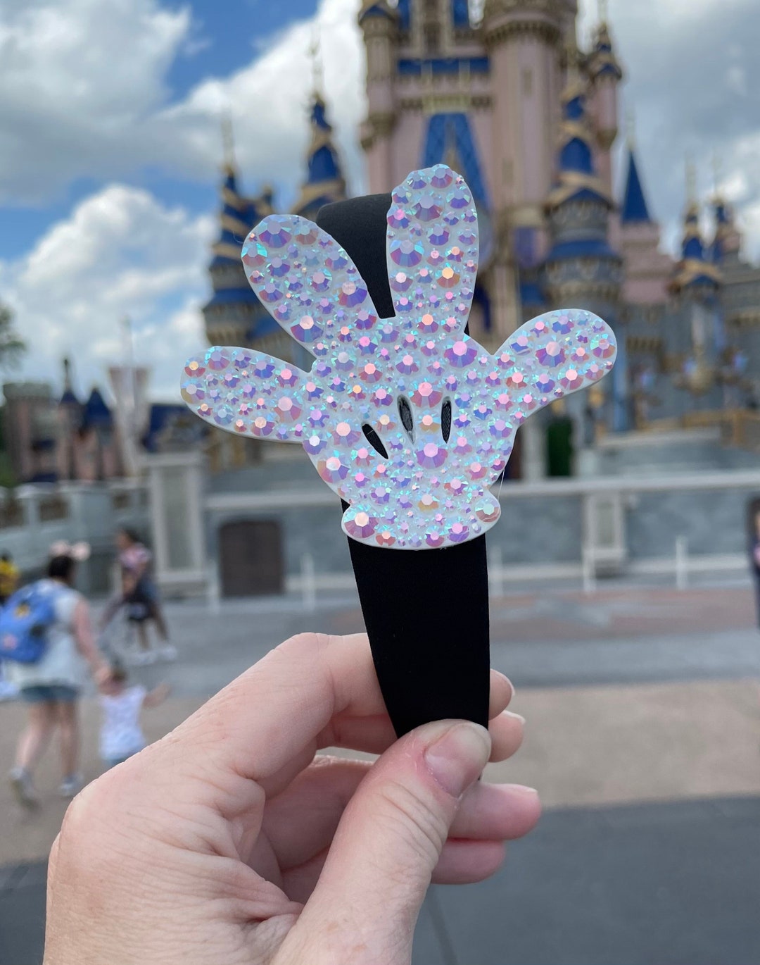 Rhinestone Mouse Hand Side Style Headband, Bedazzled Hiya Pal Side ...