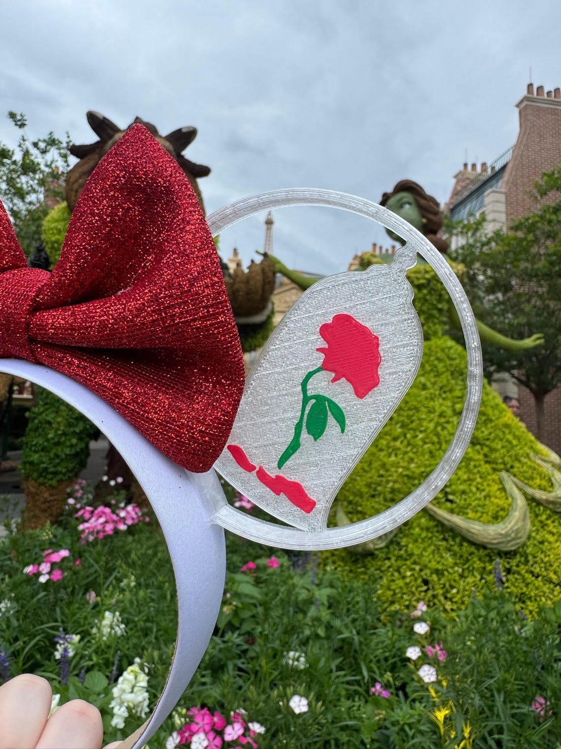 Falling Rose Inspired Park Mouse Ears, Beauty and the Beast Mouse Ears ...