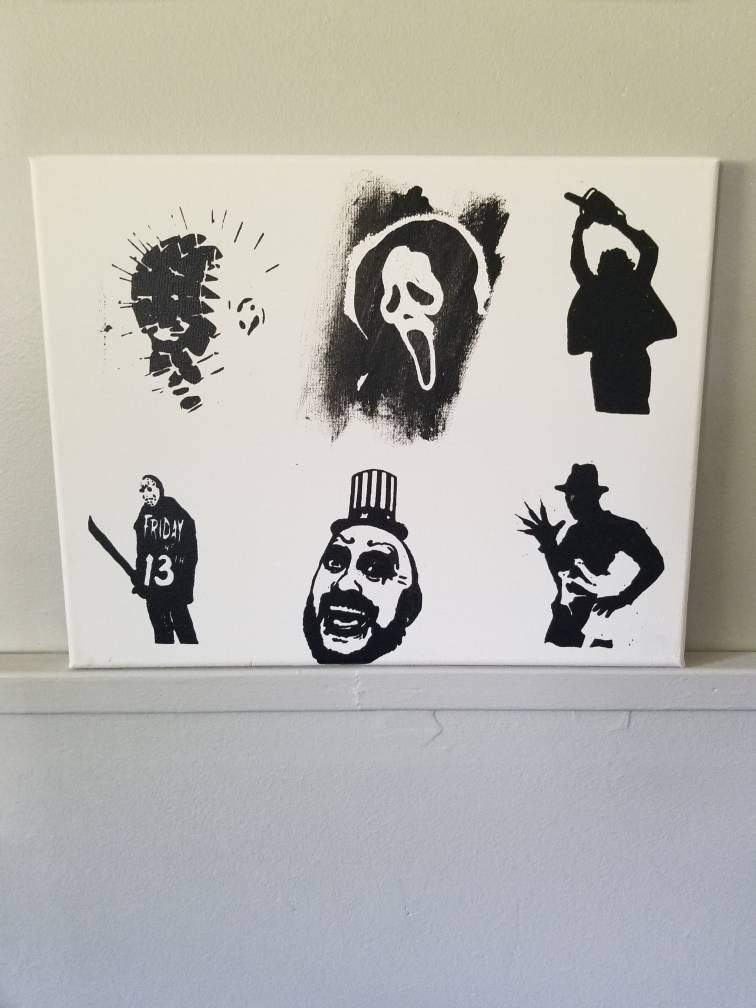 Horror movie stencil silhouette wall art 14x11 | Etsy