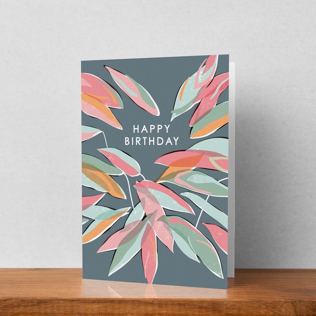 Botanical Happy Birthday Card: Abstract House Plant Design - Etsy