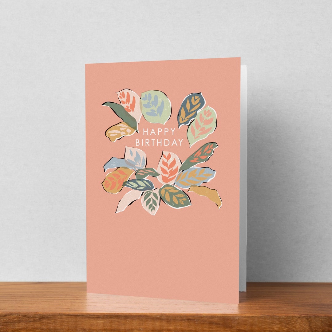 Botanical Happy Birthday Card: Abstract House Plant Greeting Card - Etsy