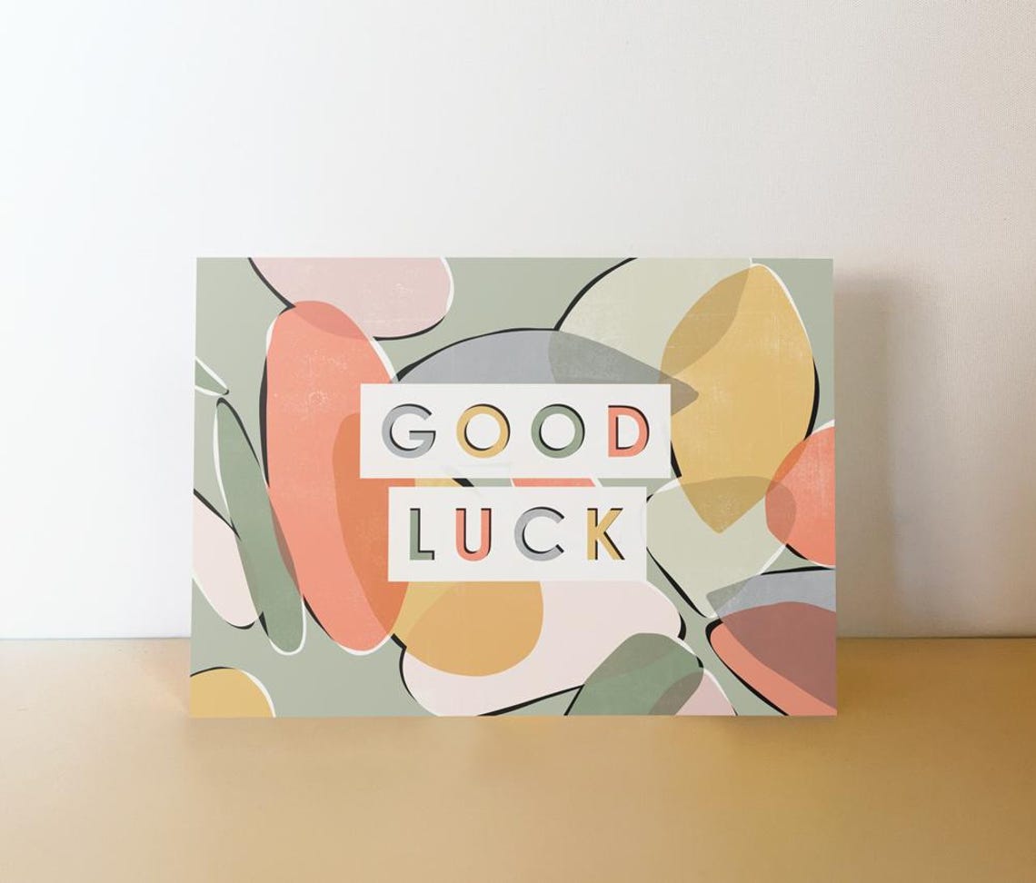 Good Luck A6 Typography Card | Contemporary, Abstract, Botanical Design ...