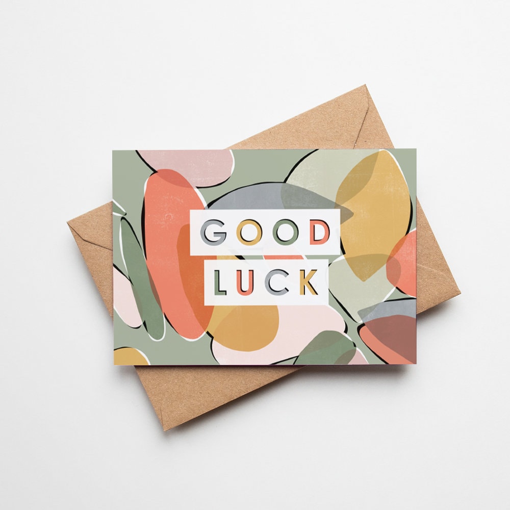 Good Luck A6 Typography Card | Contemporary, Abstract, Botanical Design ...