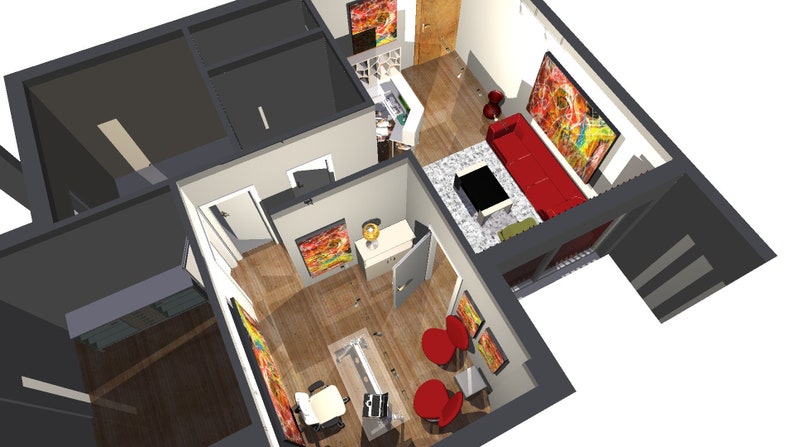 Living Room Online Interior Design & Architecture Service, Planning, 3D ...