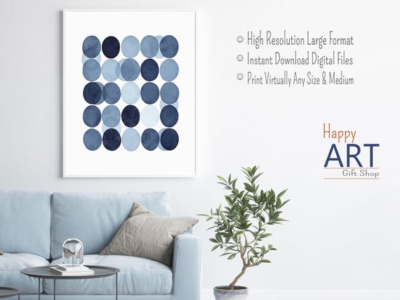 Blue Circle Art Prints to Frame Abstract Circles Painting - Etsy