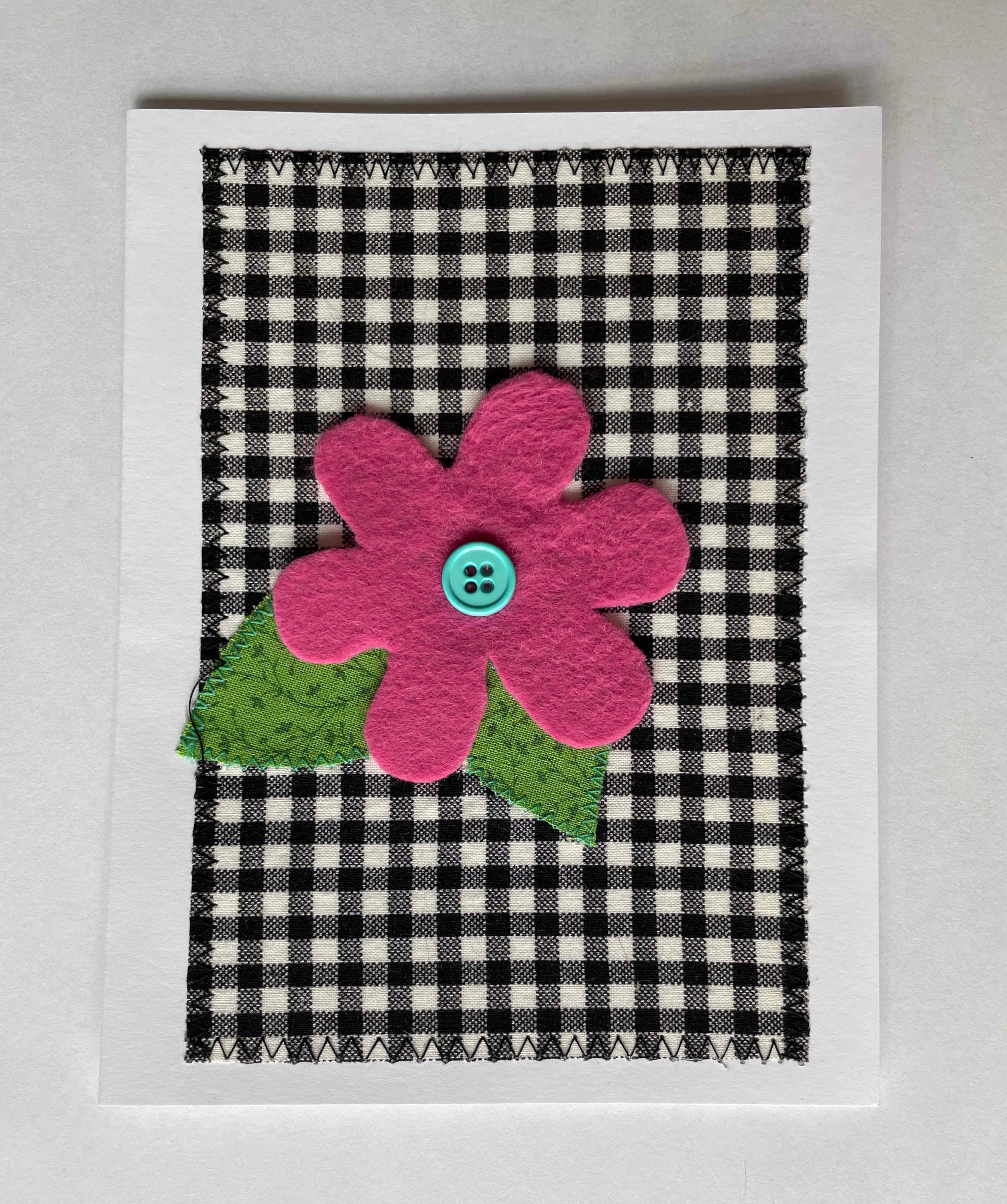 Felt Flower Card, Handmade Flower Card, Handmade Funky Card, Fabric ...
