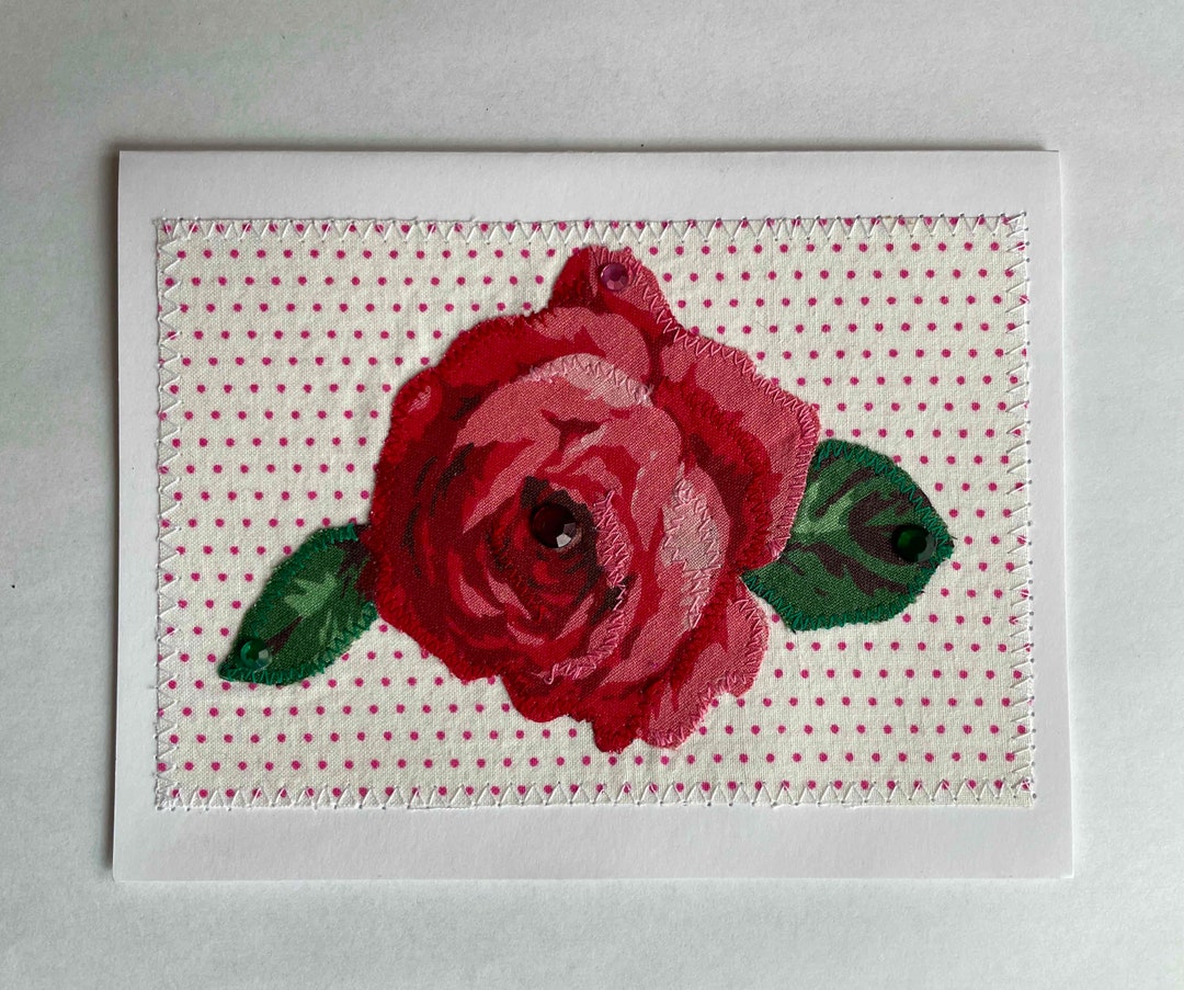 Handmade Fabric Rose Card - Etsy
