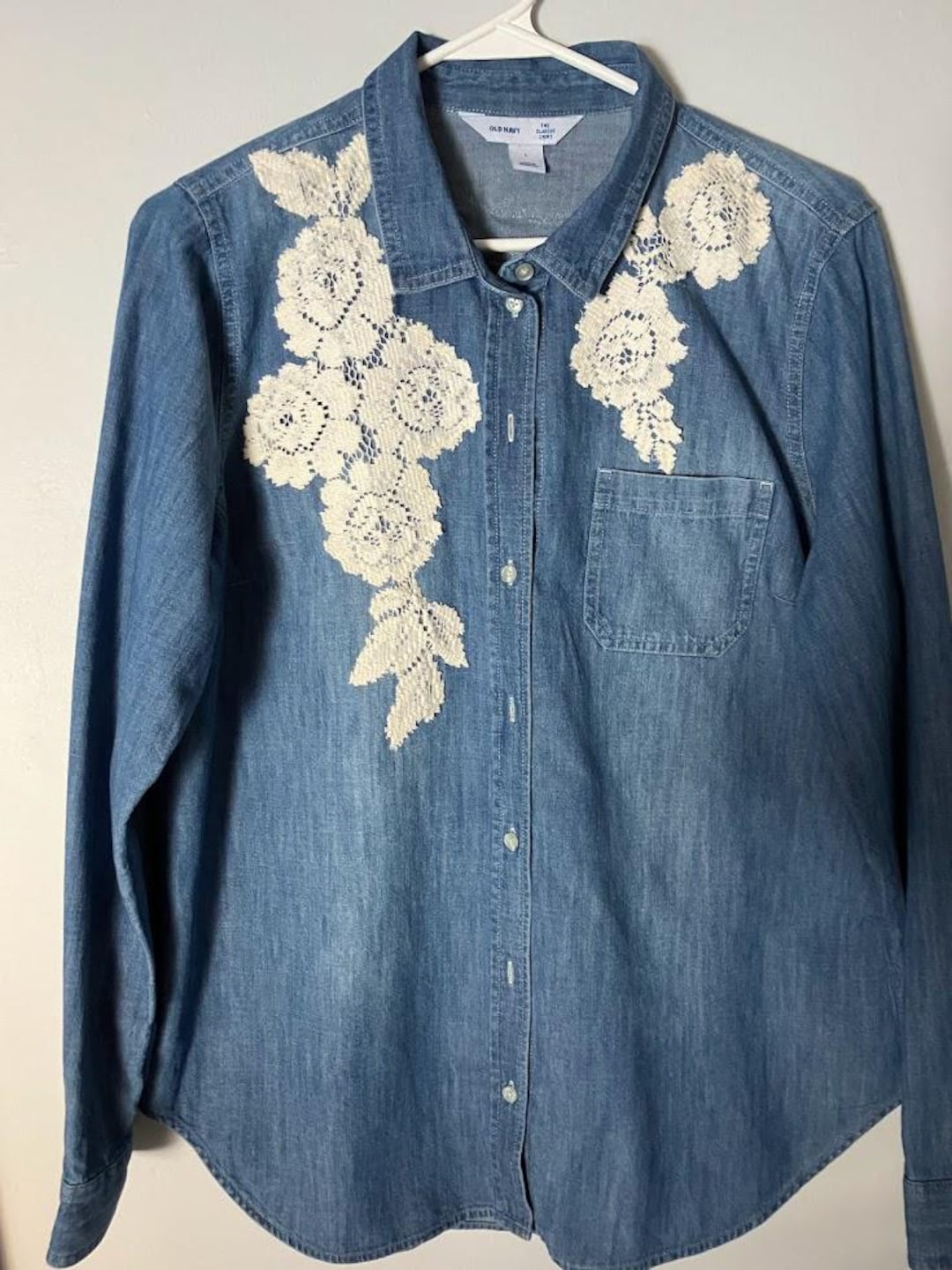 Upcycled Chic Denim Shirt - Etsy