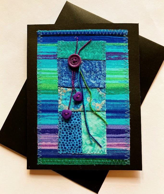 Fiber Art, Handmade Art Card, Quilt Card, Patchwork Card, Handmade ...