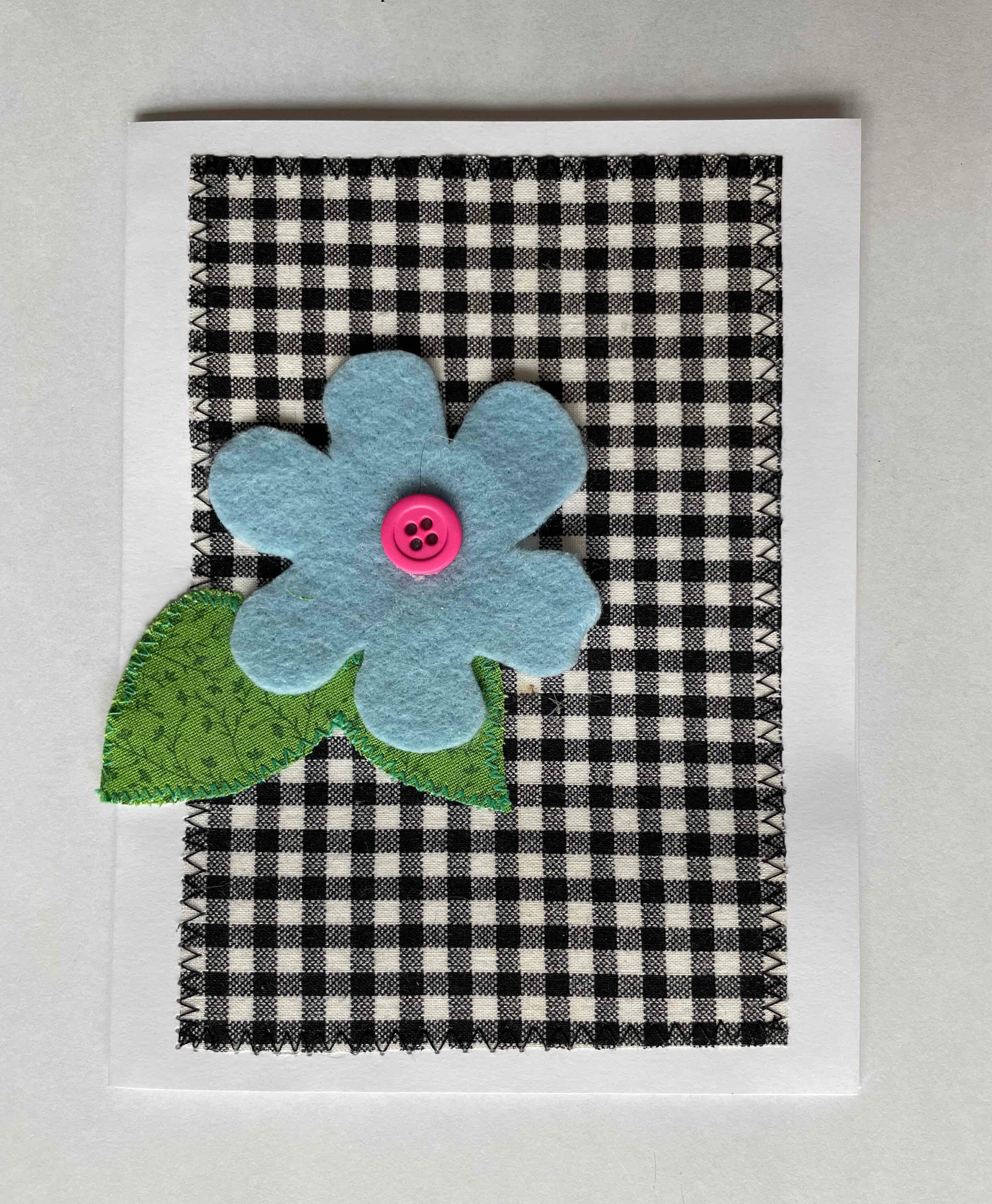 Felt Flower Card, Handmade Flower Card, Handmade Funky Card, Fabric ...