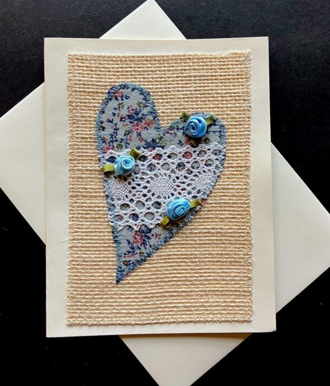 Handmade Heart Card, Fabric Heart Card, Victorian Heart Card - Etsy