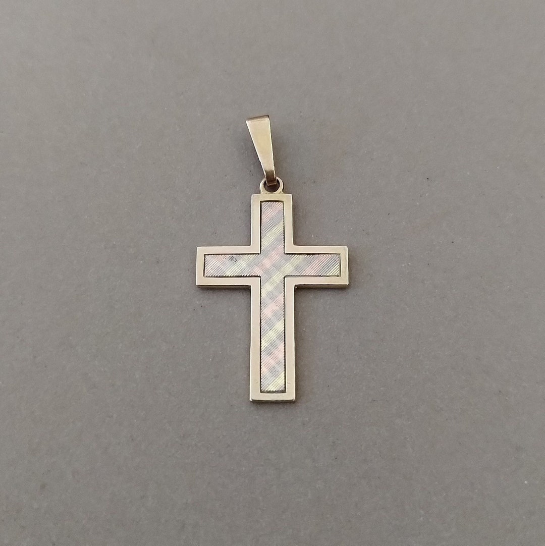 Antique or Vintage Tri-color Rolled Gold Cross Pendant Three Tone Gold ...