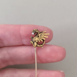 Antique 14K Solid Yellow Gold Griffin Stick Pin; Antique Art Nouveau ...