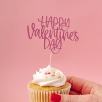 Valentine’s Day Cupcake Topper Bows, Ribbon Cake Toppers, Galentines ...