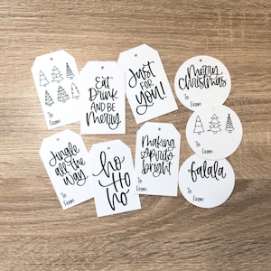 PRINTABLE Hand Lettered Holiday Gift Tags | Black & White | Set of 9 ...