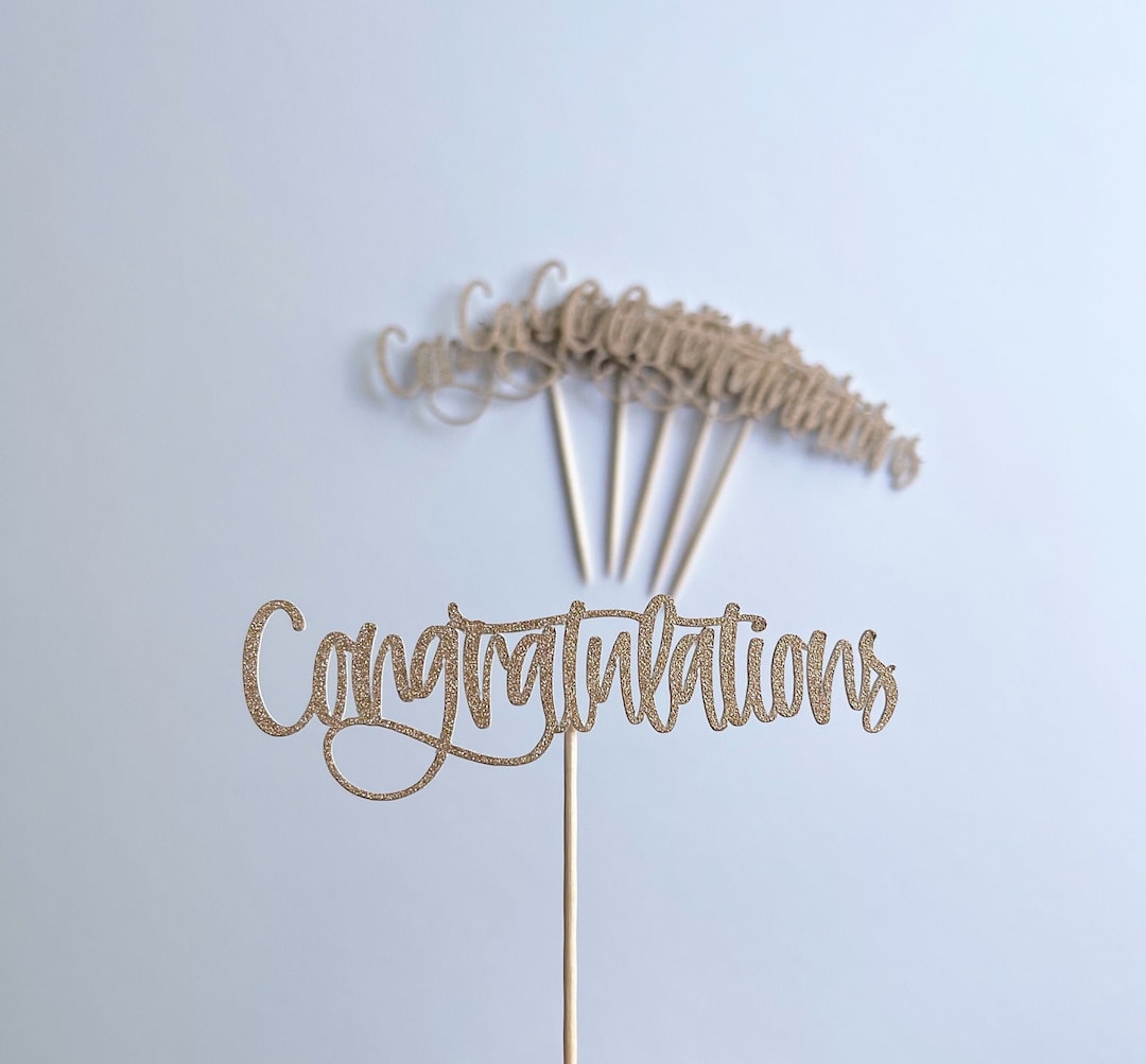 Congratulations Cupcake Toppers | Personalize | Glitter | Gold | Silver ...