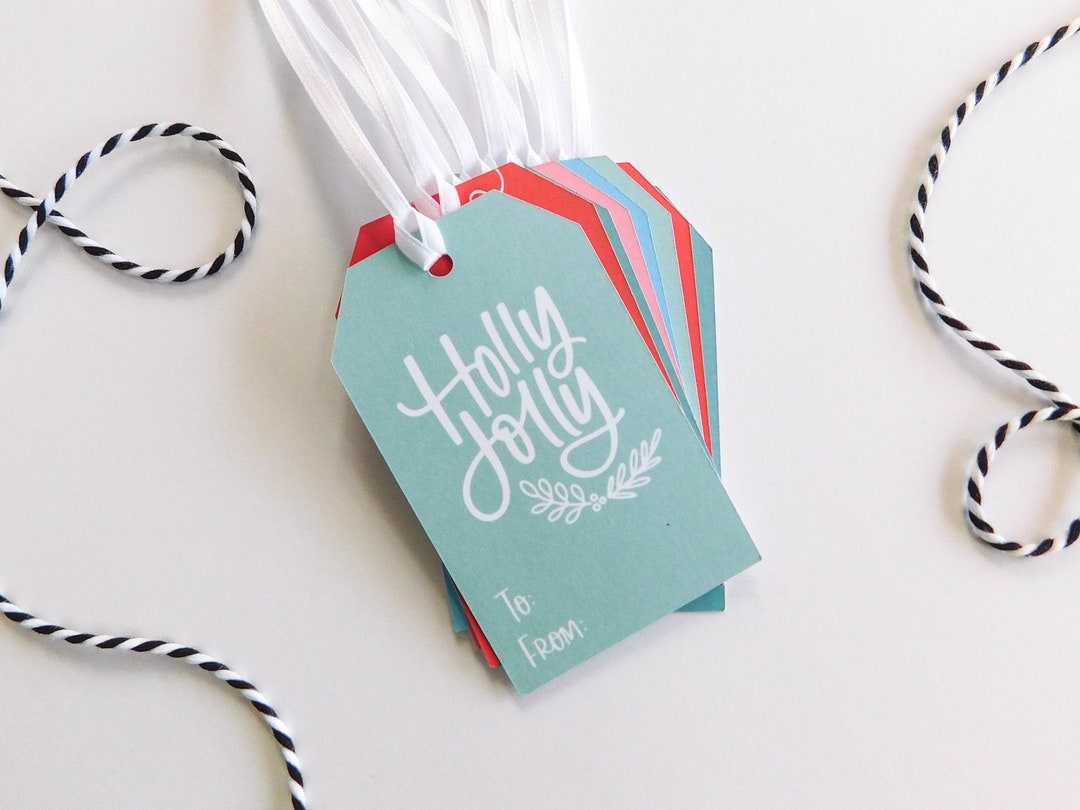 Hand Lettered Holiday Tags | Set of 8 With Ribbon - Etsy