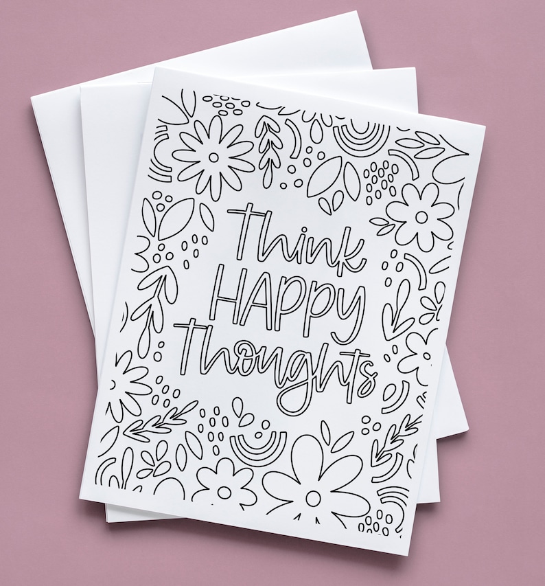 Think Happy Thoughts Coloring Page | Printable | Download - Etsy