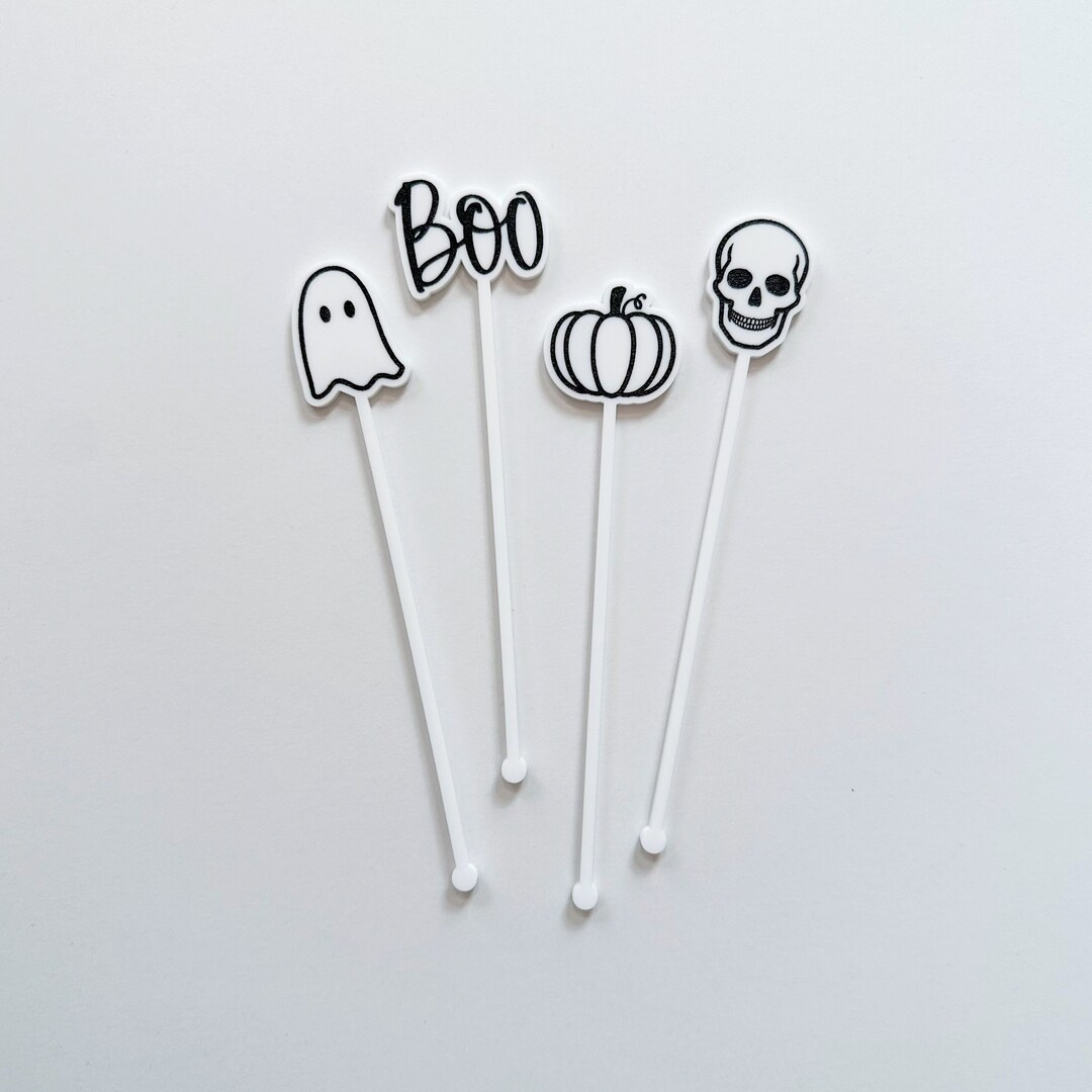 Fall Stir Sticks | Set of 4 | Black & White | Swizzle Sticks | Drink ...