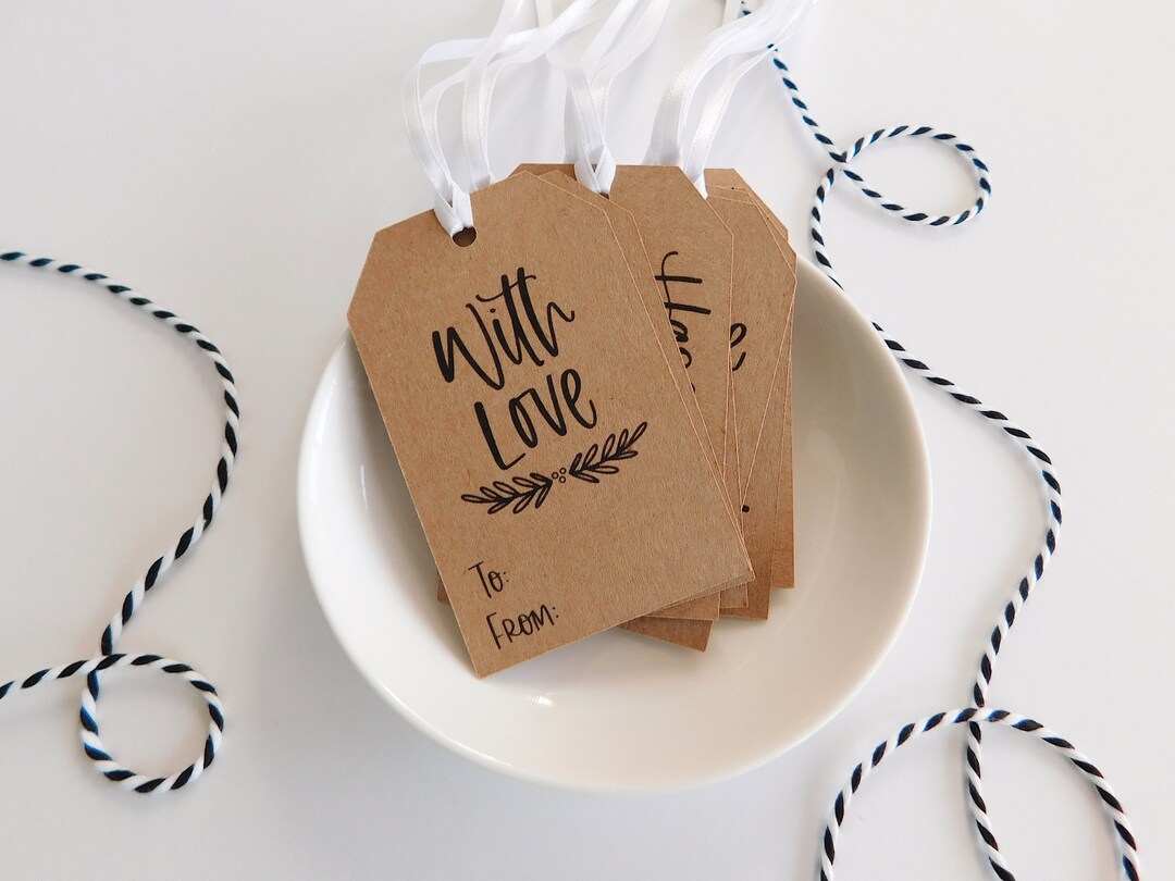 Hand Lettered Holiday Gift Tags | Kraft Paper | Set of 8 | Ribbon ...