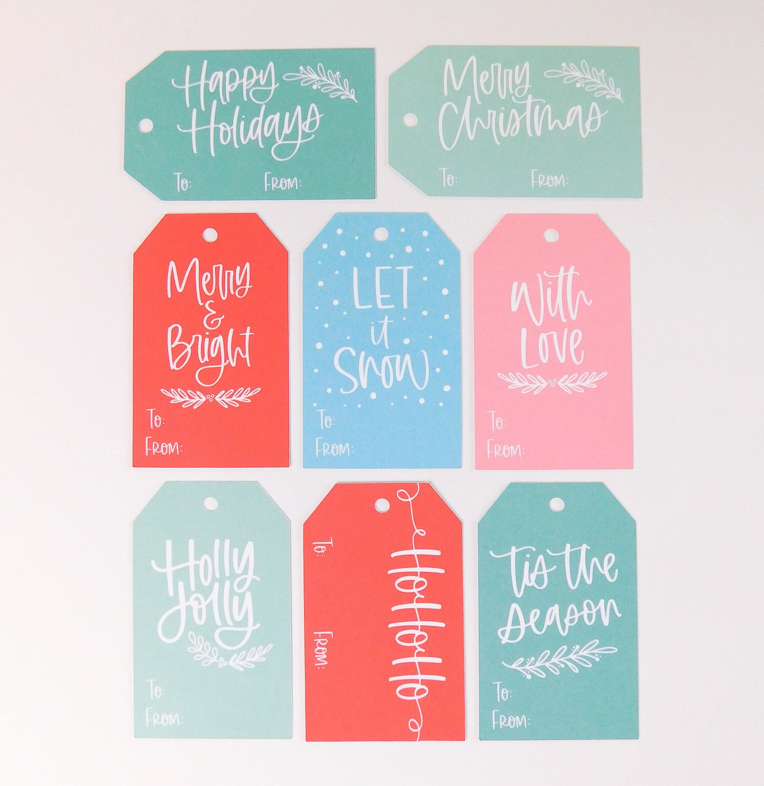 Hand Lettered Holiday Tags | Set of 8 With Ribbon - Etsy