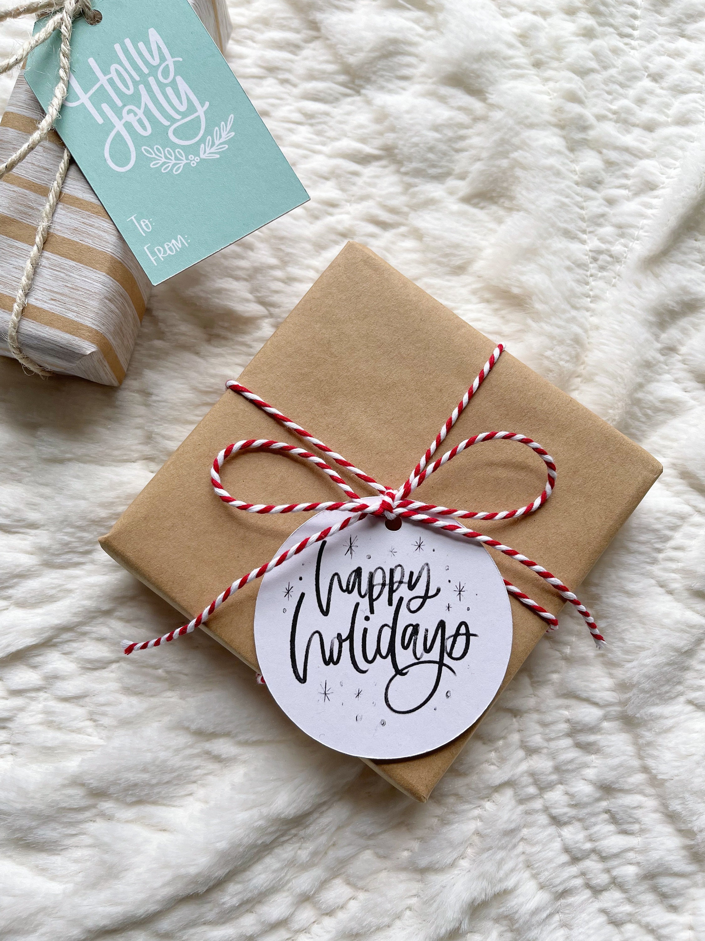 Hand Lettered Holiday Gift Tags | Black & White Watercolor (digital ...