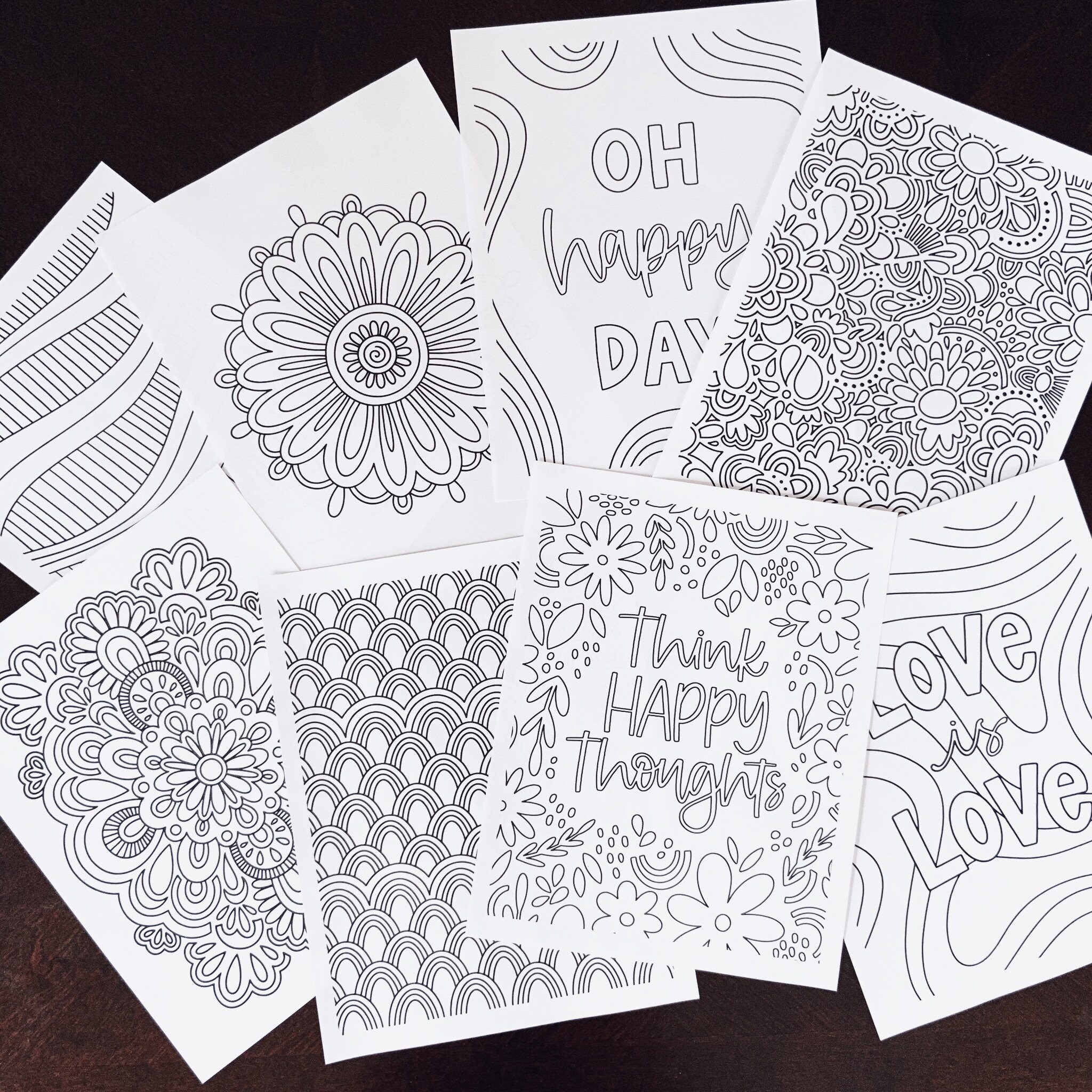 Think Happy Thoughts Coloring Page Printable Download | Etsy