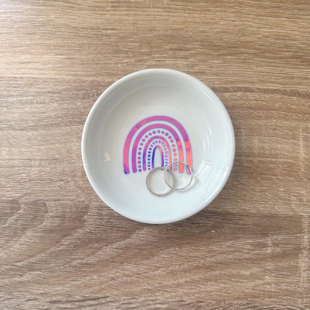 Rainbow Trinket Dish | Porcelain Ring Holder, Desk Organizer - Etsy