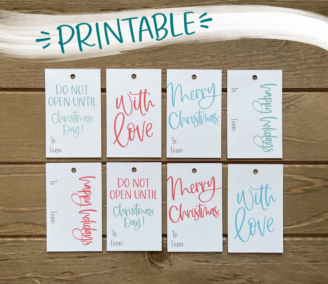 Hand Lettered Holiday Gift Tags | Colorful Christmas Presents (PDF) - Etsy