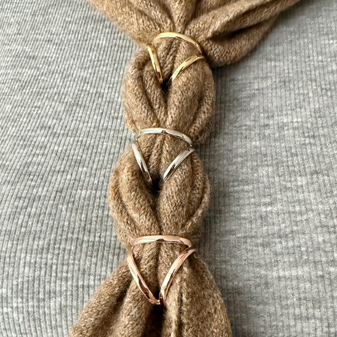 Scarf Ring in Gold Silver Rosegold Triple Hole Triangle Knitted Scarf ...