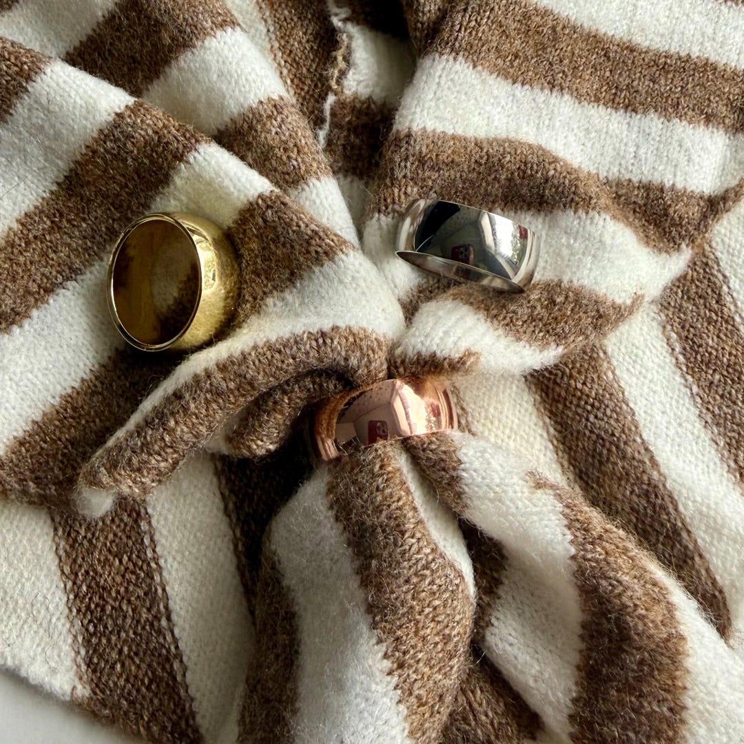 Scarf Ring in Gold Silver Rosegold Solid Round Triangle Knitted Scarf ...