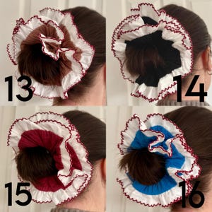 Oversized Frilly Gingham Scrunchie French Lace Frill Pleated Scrunchies ...